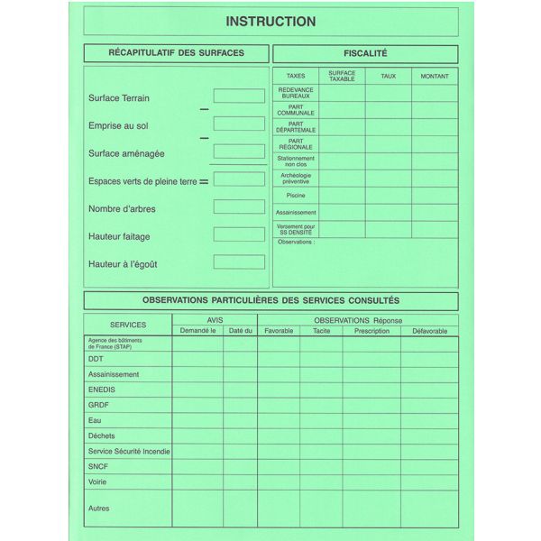 Fiche d'instruction permis de construire, de démolir, lotissement ... Fiche d'instruction permis de construire, de démolir, lotissement ...